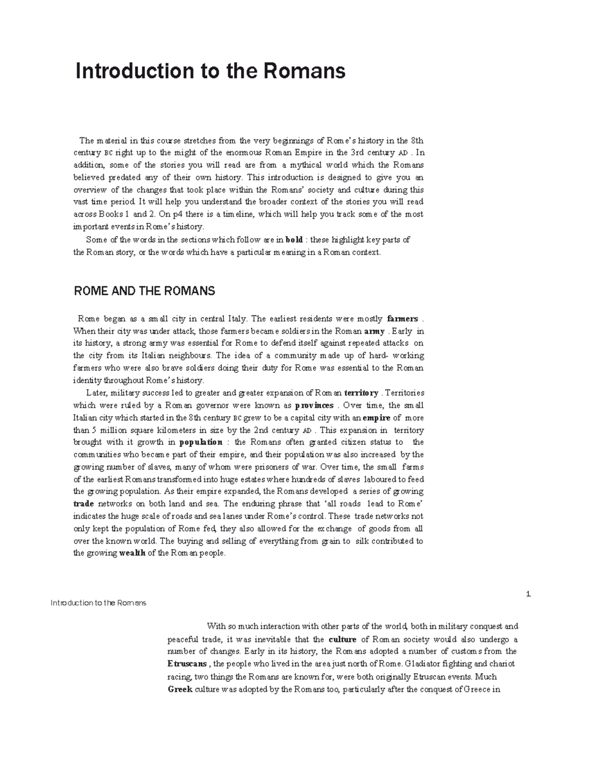 Introduction to Roman Society and Culture (40036533) - Studocu