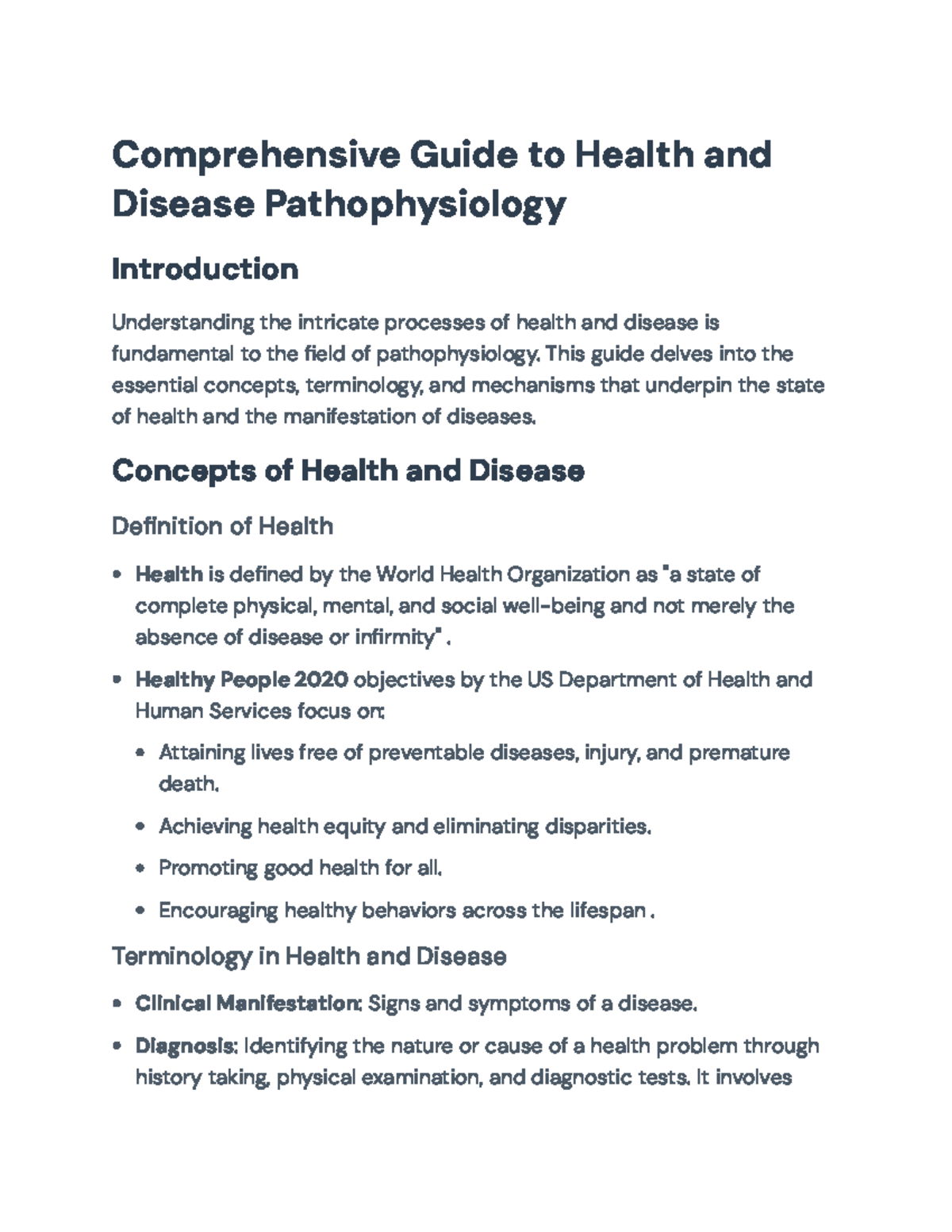 Comprehensive Guide to Health and Disease Pathophysiology ...