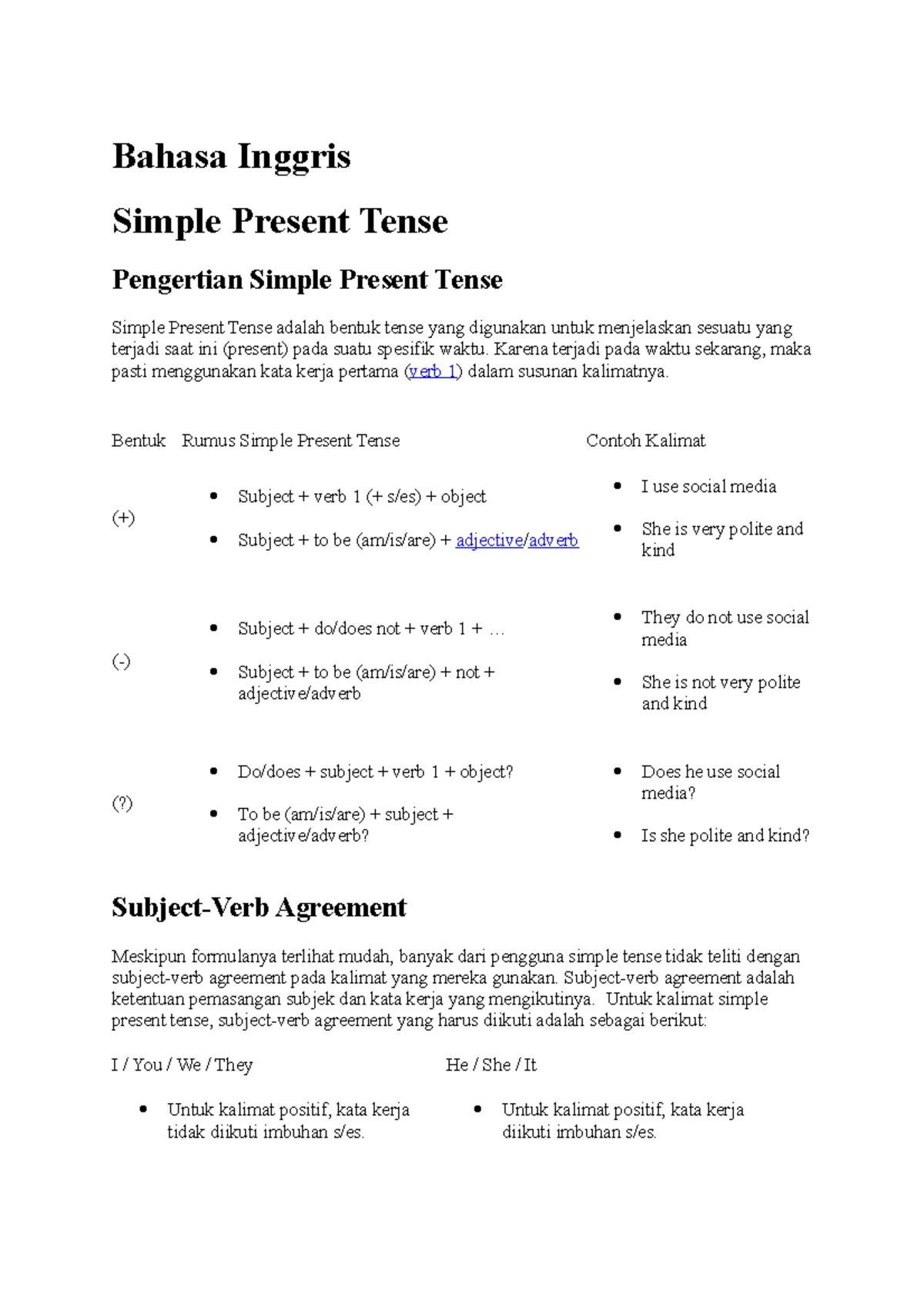Basic English Structure - Simple Present Tense - Bahasa Inggris Simple Present Tense Pengertian ...