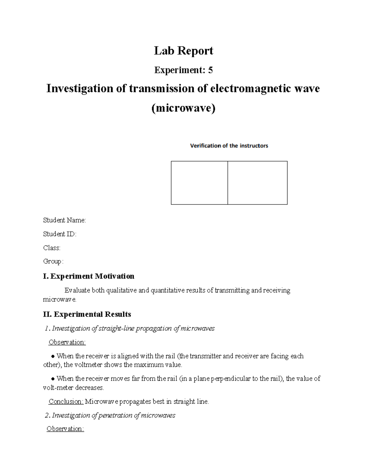Physical-Experiment-5 1 - Lab Report Experiment: 5 Investigation of transmission of ...