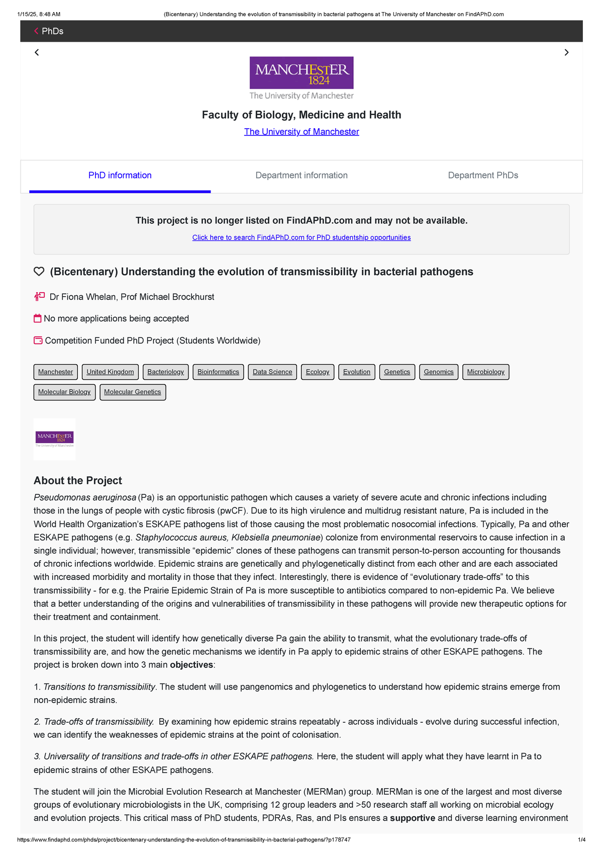 (Bicentenary) Understanding the evolution of transmissibility in ...