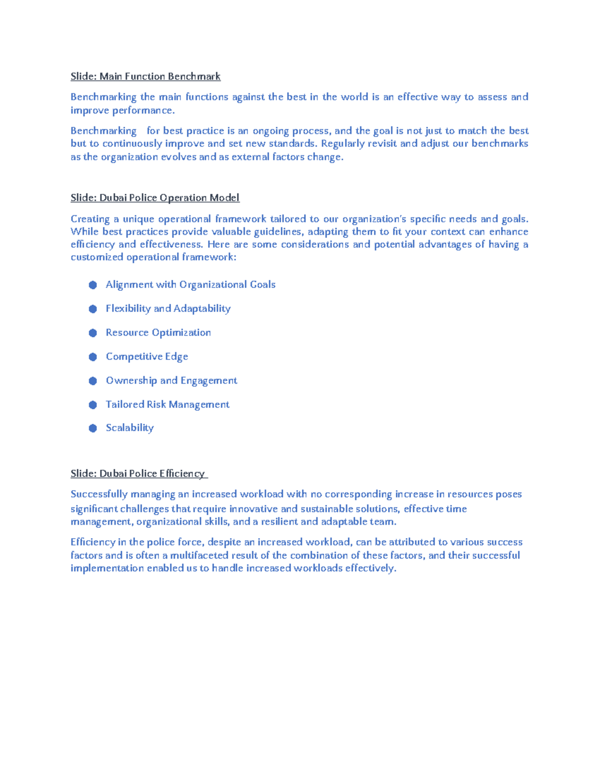Presentation: Dubai Police Operations & Efficiency Strategies - Studocu