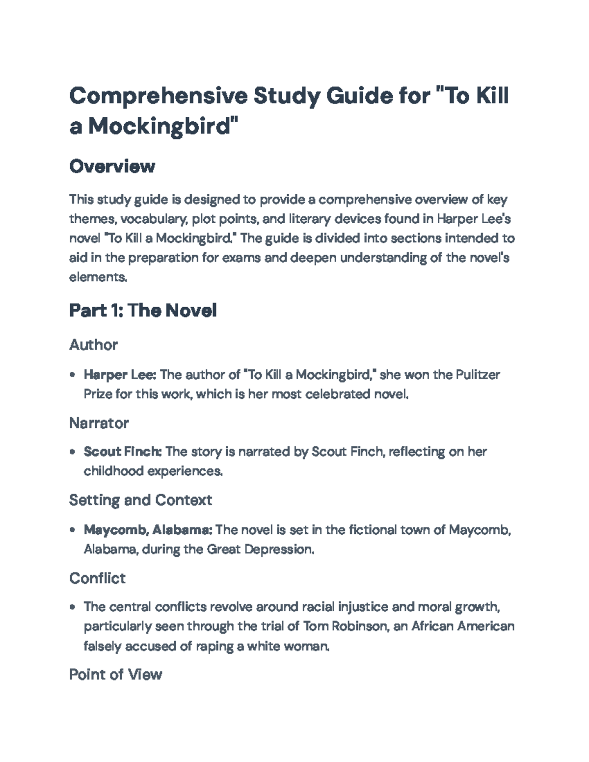 Comprehensive Study Guide for To Kill a Mockingbird (ENG 101 ...
