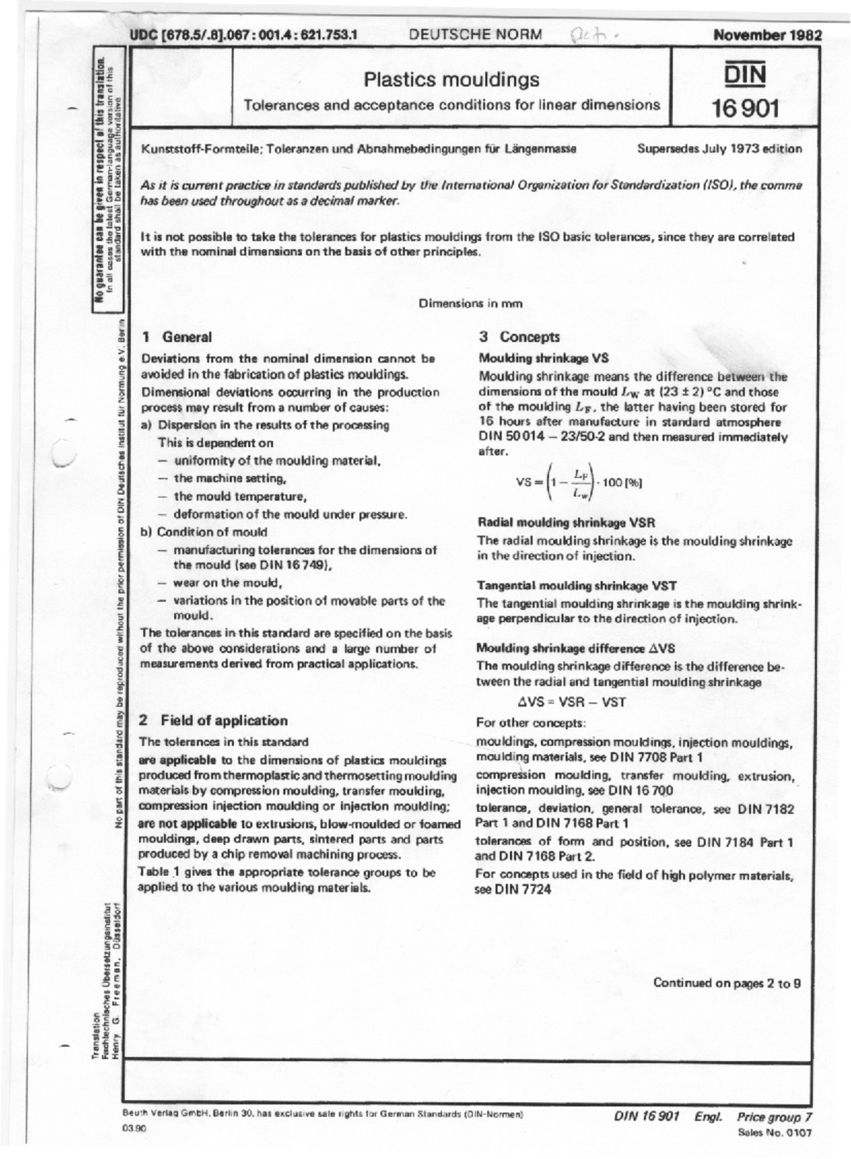 Tolerance Guide for Plastics Mouldings (DIN 16901) - Studocu