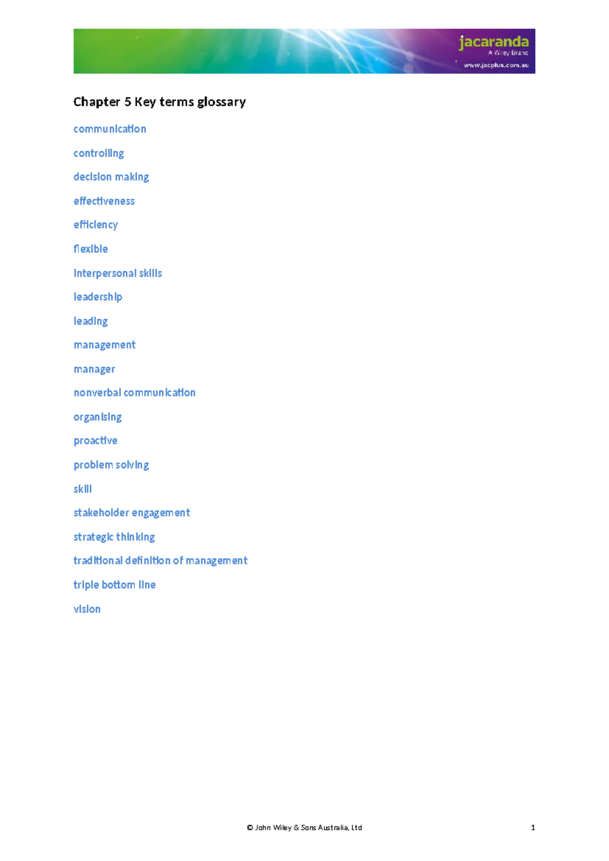 Chapter 5 Glossary - Chapter 5 Key terms glossary communication ...