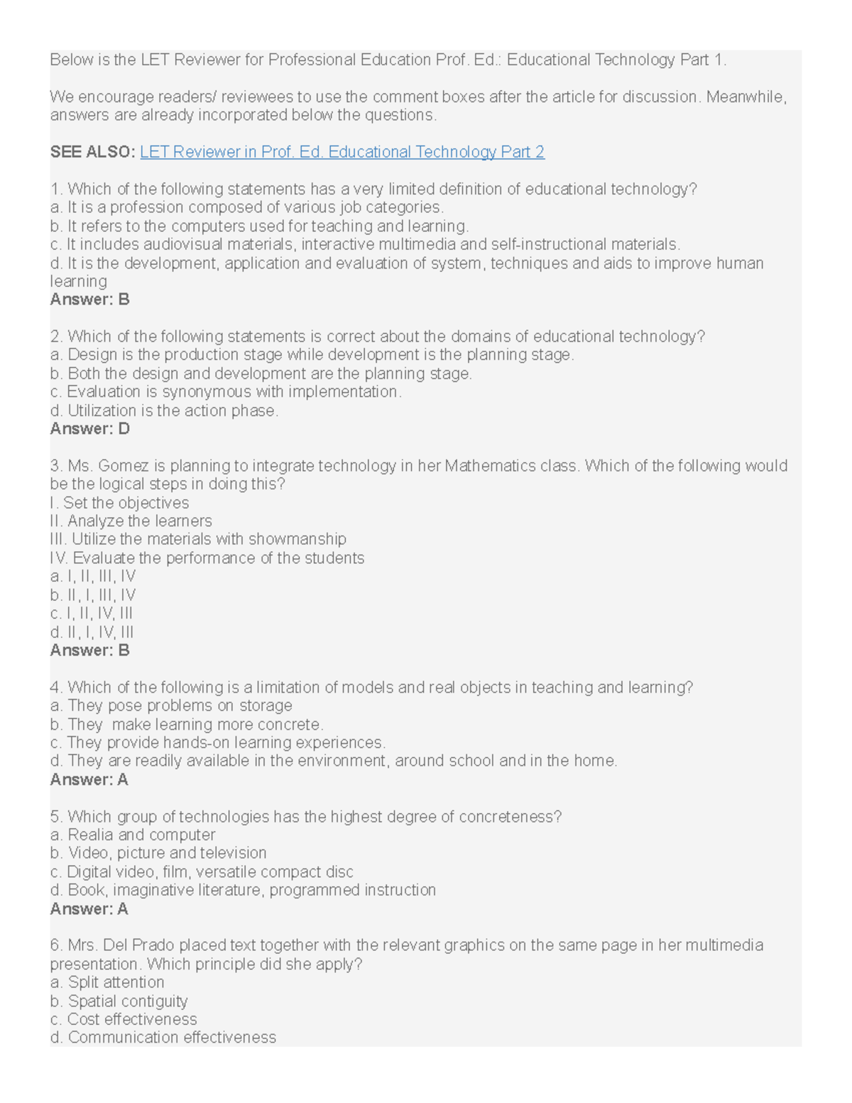 LET Reviewer: Prof. Ed. Educational Technology - Part 1 & 2 - Studocu