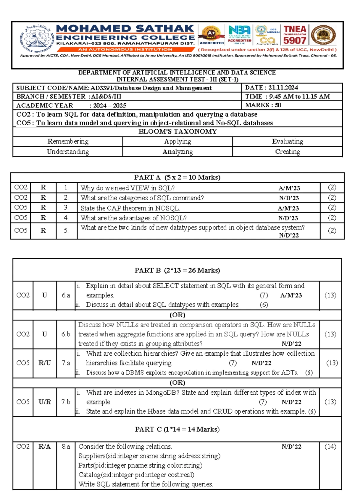 AL3452 Operating Systems Course Syllabus and Objectives - Studocu