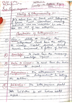 PME unit 1 - Unit 1 hand written notes - Project management and ...