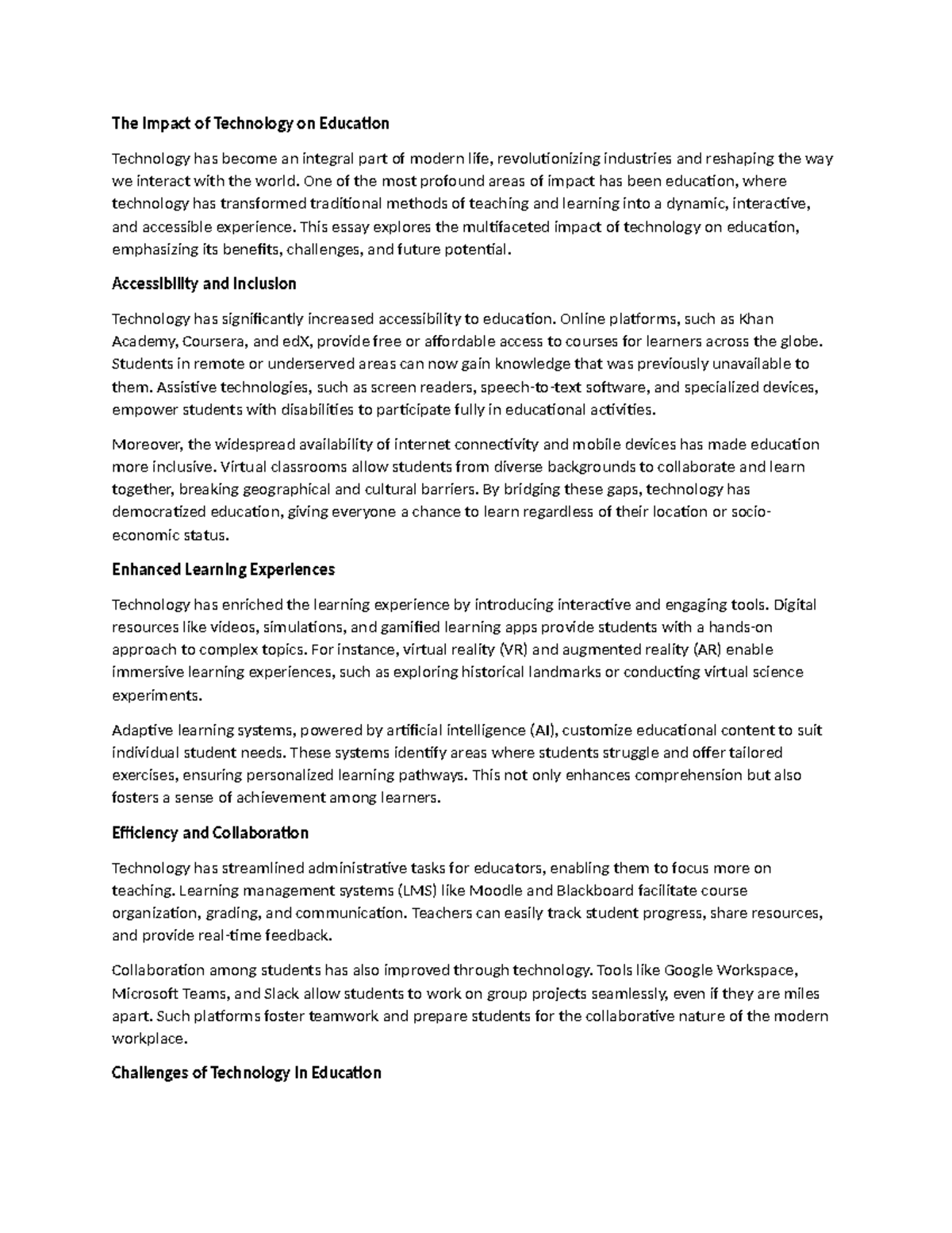 The Impact of Technology on Education - The Impact of Technology on ...