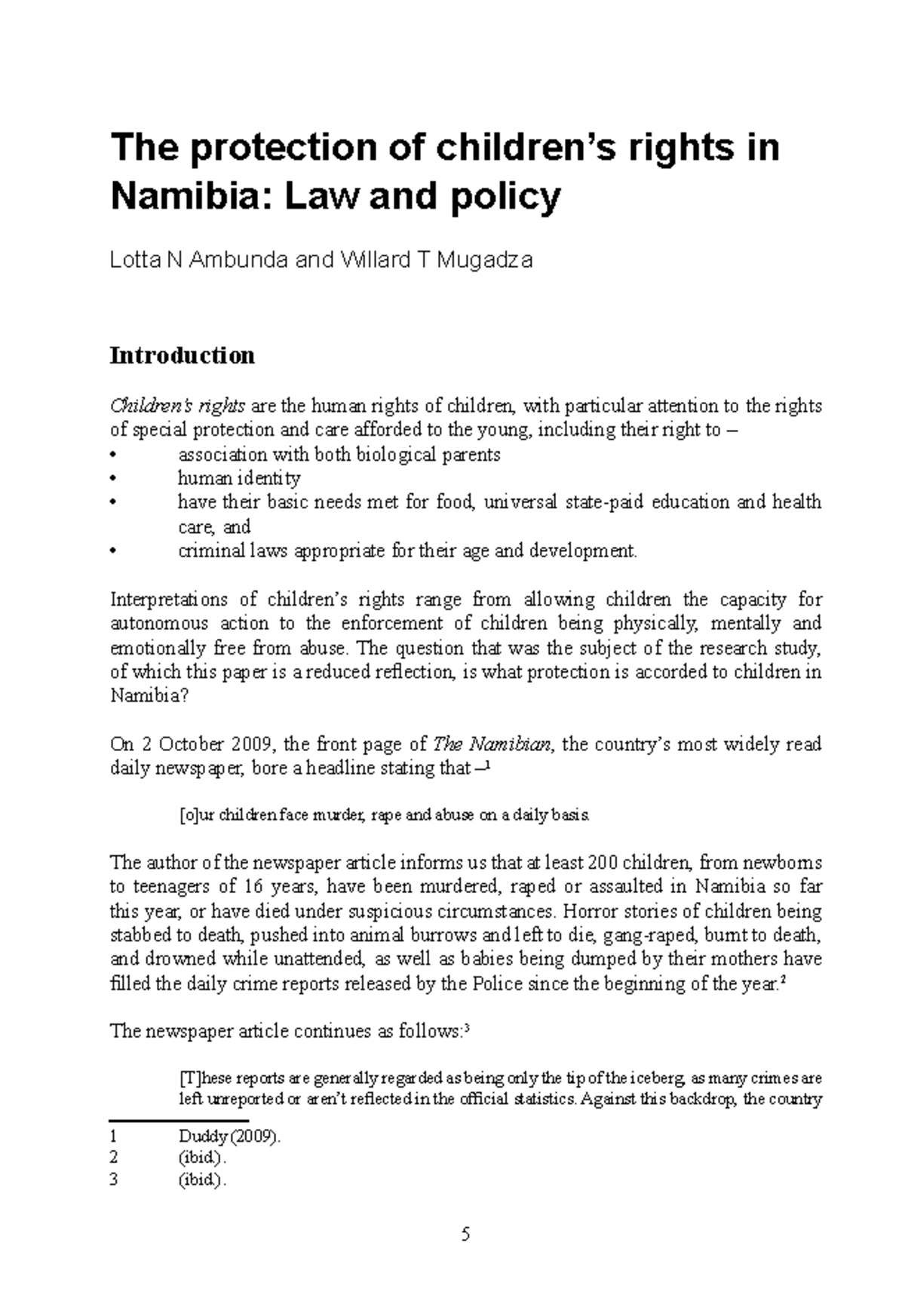 Children d - The protection of children’s rights in Namibia: Law and ...