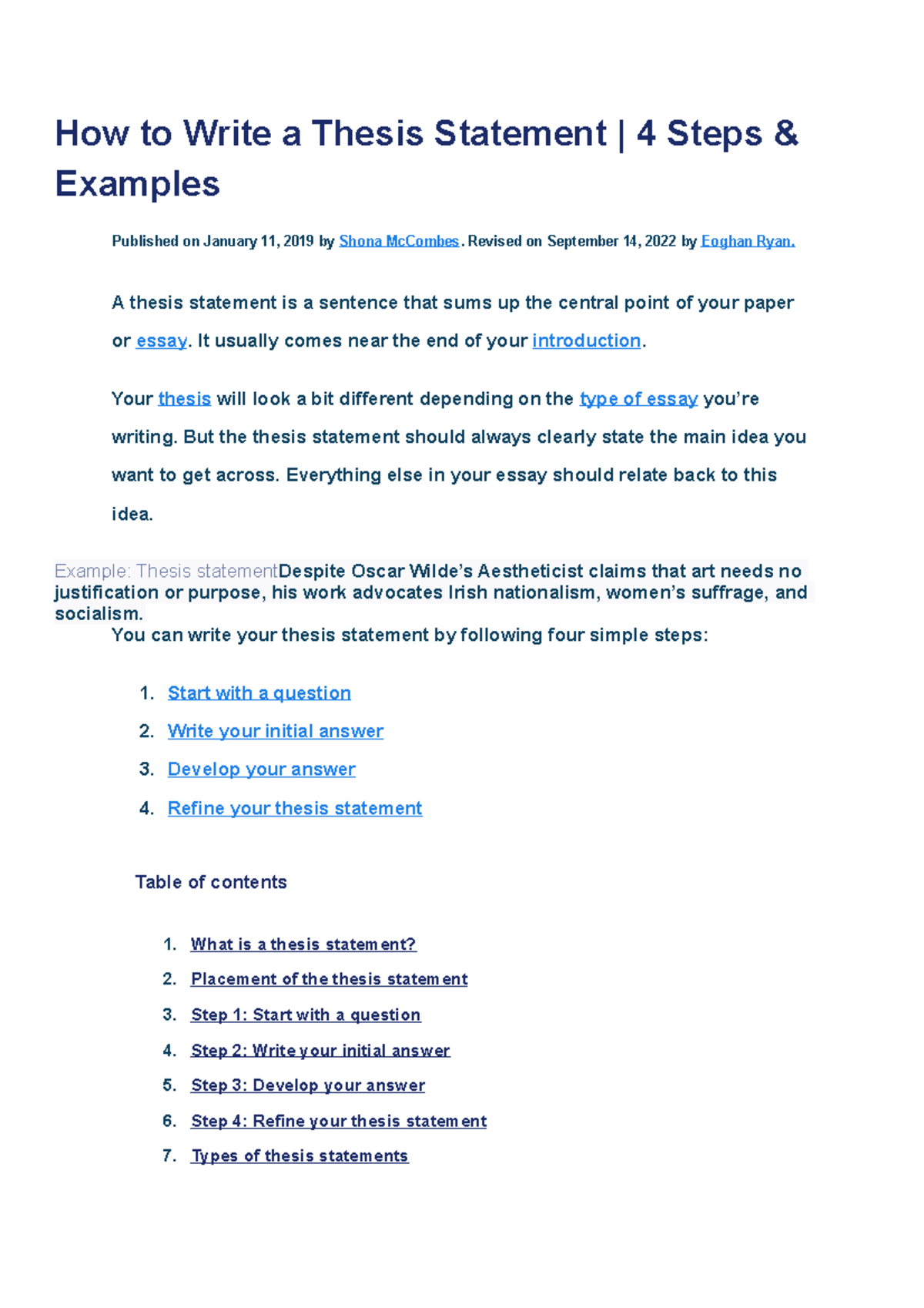 How to Write a Thesis Statement: A Guide for Essays - Studocu