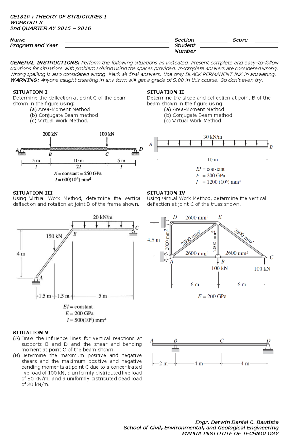 Sample/practice exam 2016, questions - CE131P : THEORY OF STRUCTURES 1 ...