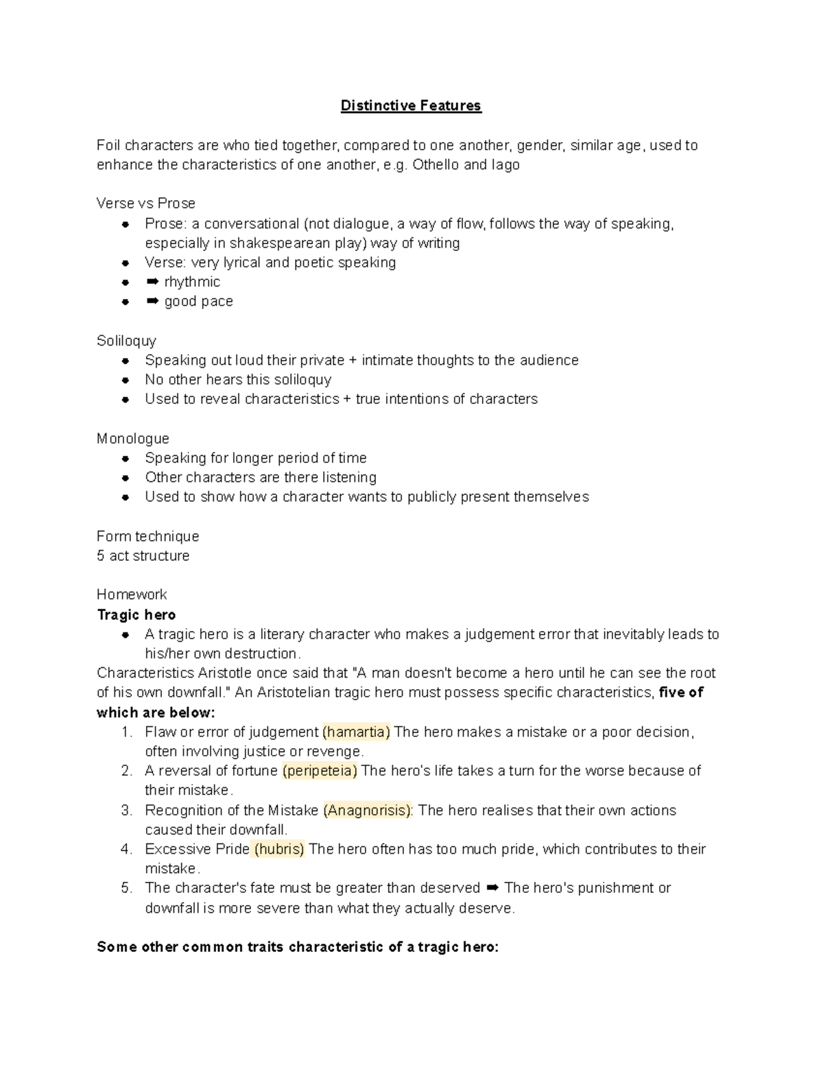 Distinctive Features of Othello: A Literary Analysis (ENG 101) - Studocu
