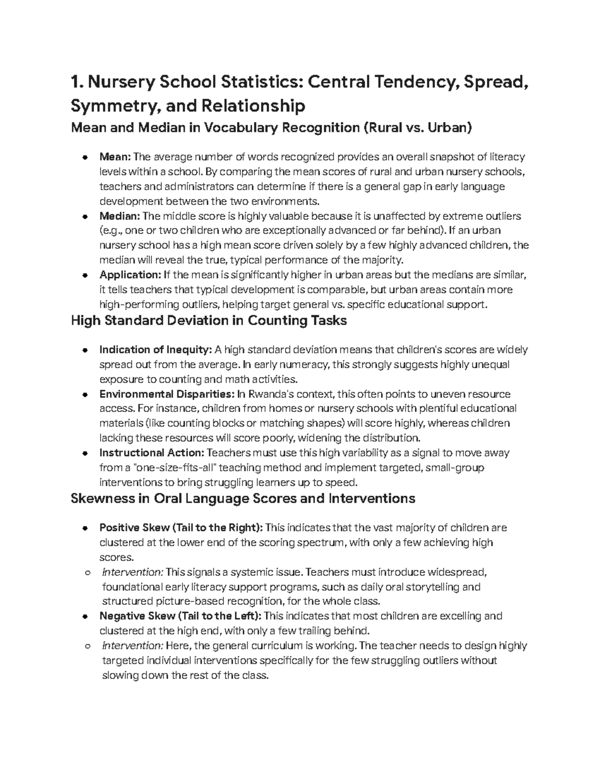 Nursery School Statistics: Analyzing Literacy and Numeracy Gaps (EDU ...