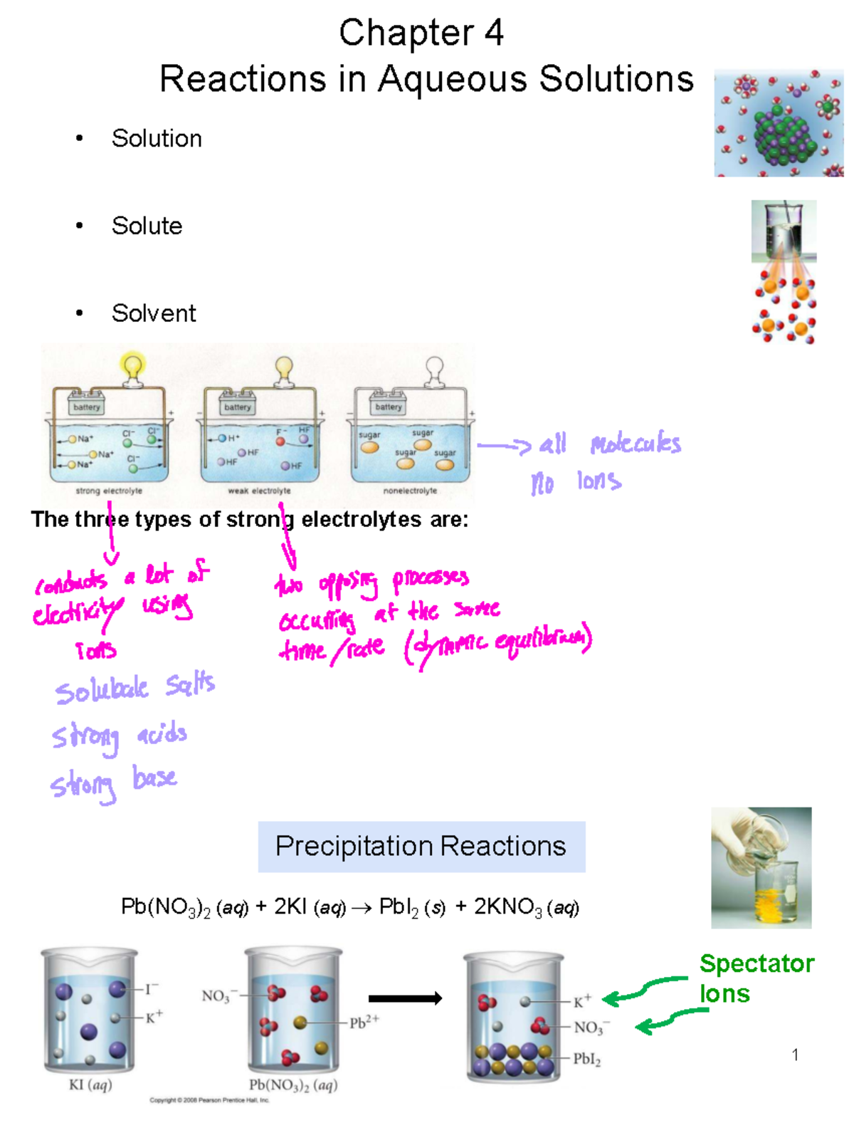 Chapter 4: Reactions in Aqueous Solutions & Ionic Equations (Chem 101 ...