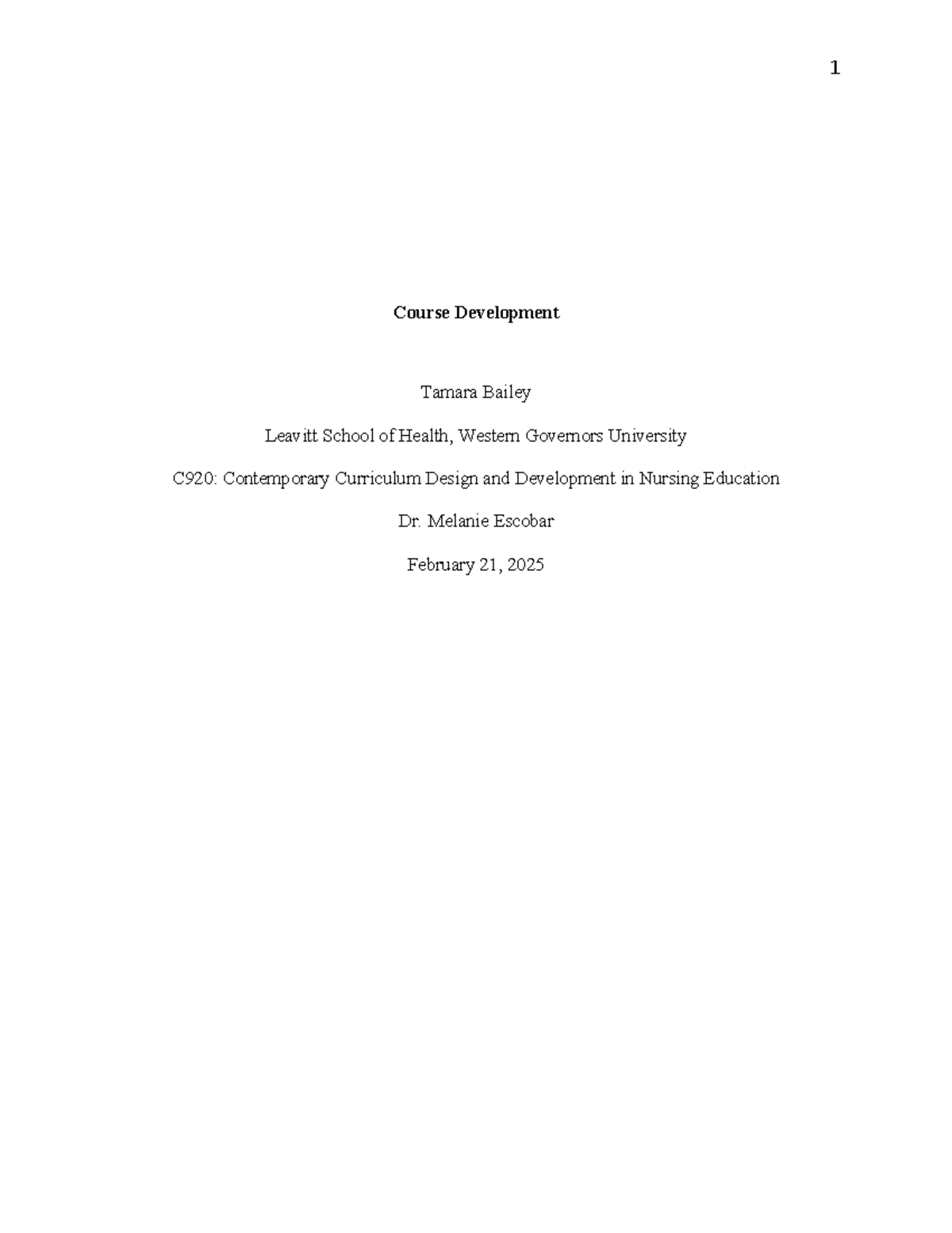 C920: Course Development & ADDIE Model in Nursing Education - Studocu
