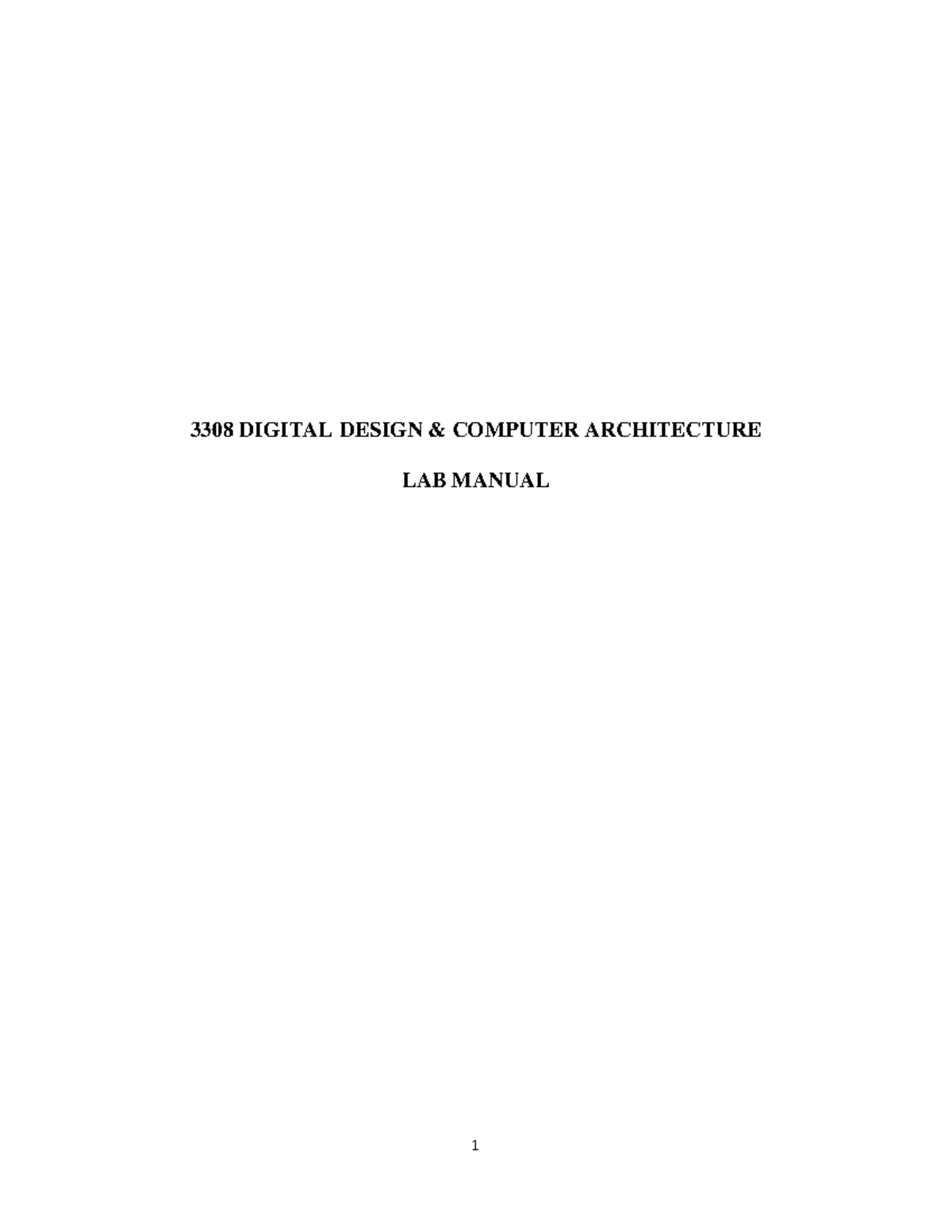 LAB MANUAL for 3308 DIGITAL DESIGN & COMPUTER ARCHITECTURE - Studocu