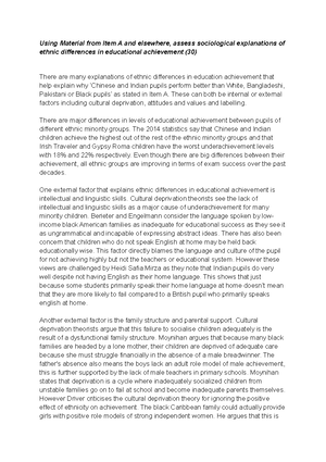 Essay cultural dep and material dep - Applying material from item B and ...