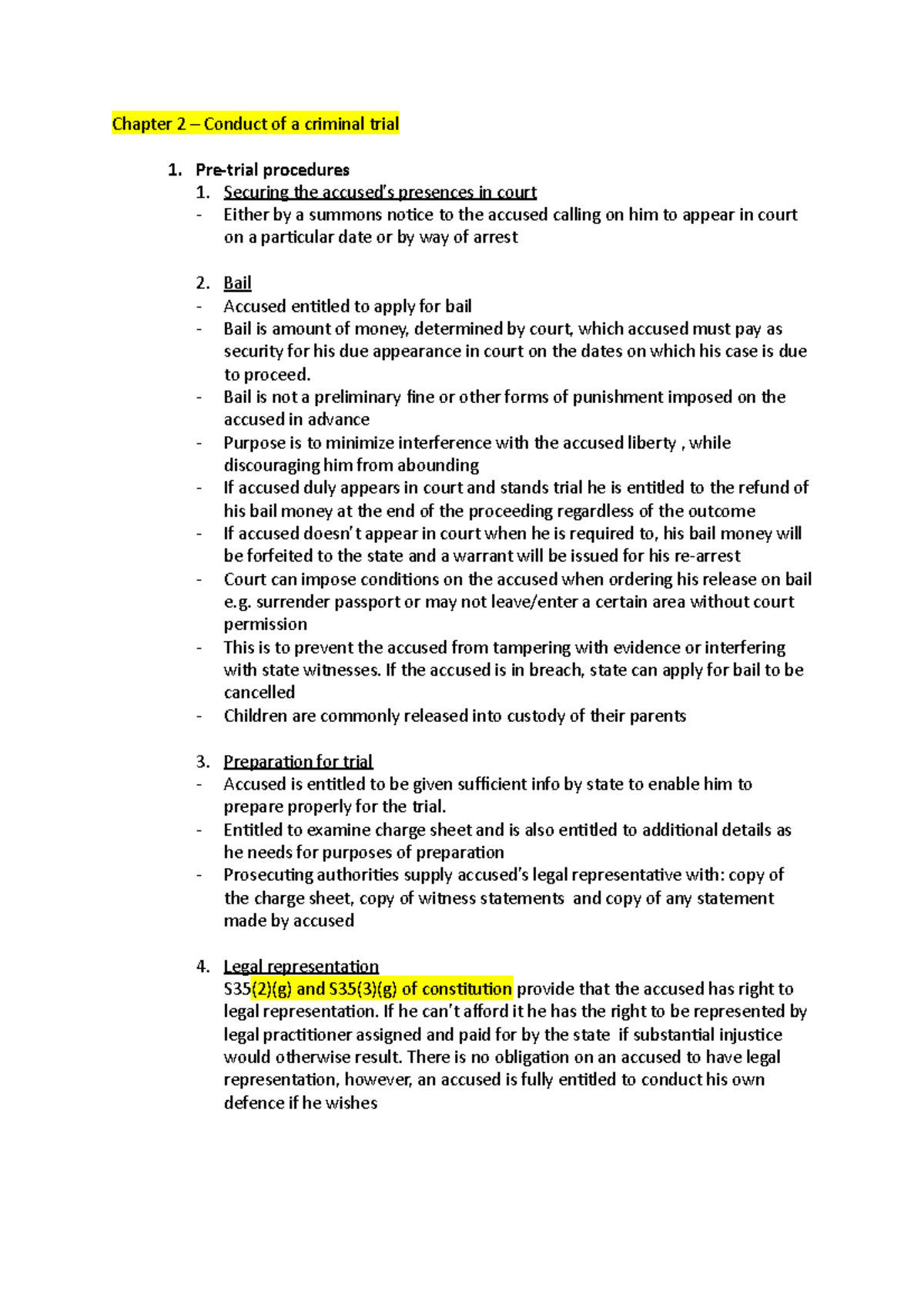 Chapter 2 criminal law - Chapter 2 – Conduct of a criminal trial 1. Pre ...