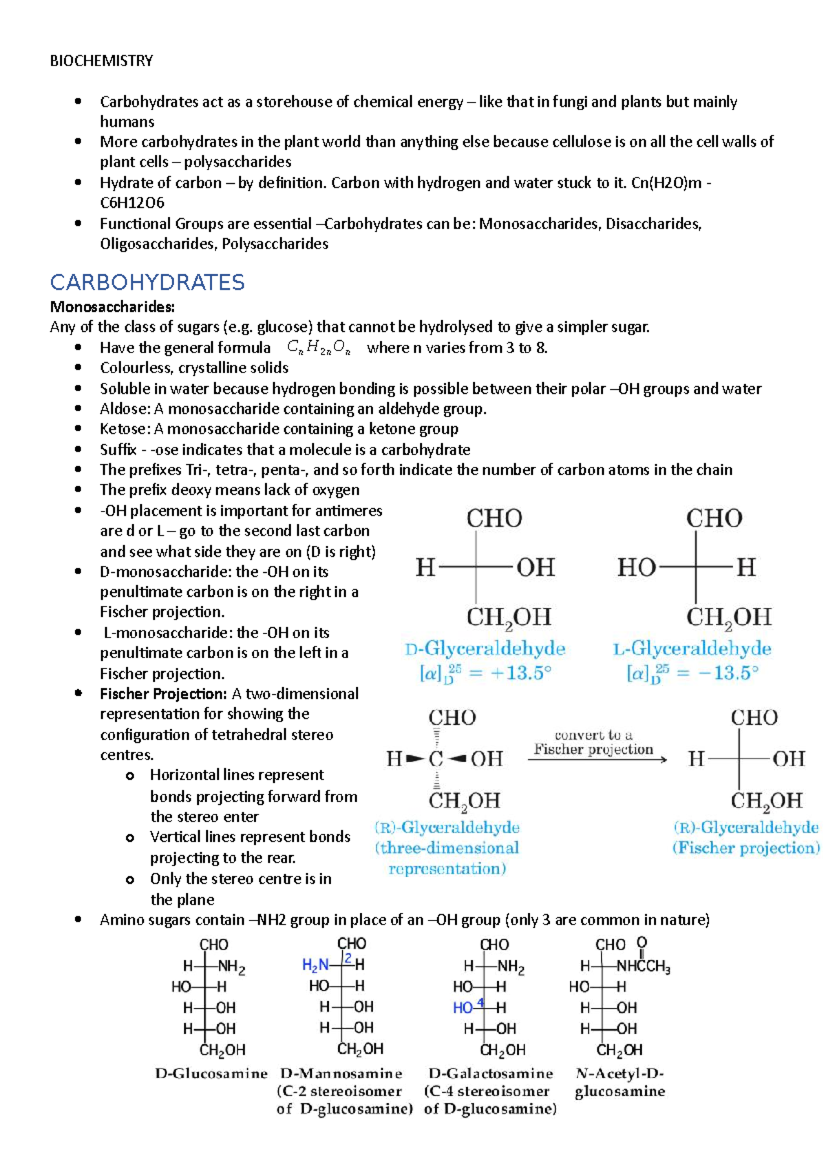 BIOCHEMISTRY LECTURES: Carbohydrates, Nucleic Acids, and Lipids - Studocu