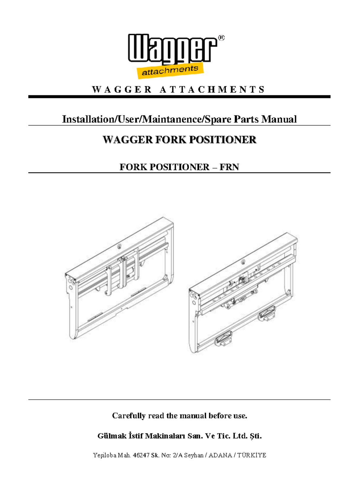 WAGGER FRN Fork Positioner Parts Manual and Safety Guidelines - Studocu