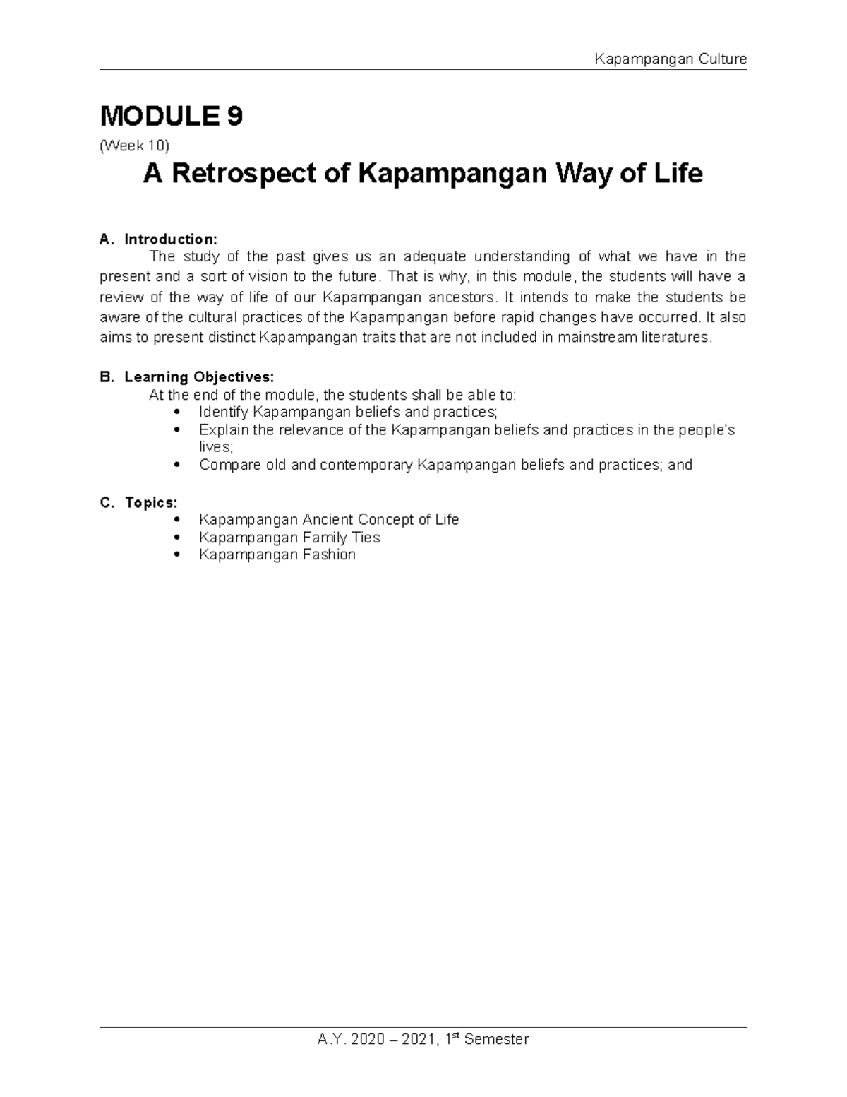 Module 9-1: Exploring the Kapampangan Way of Life Through Culture - Studocu