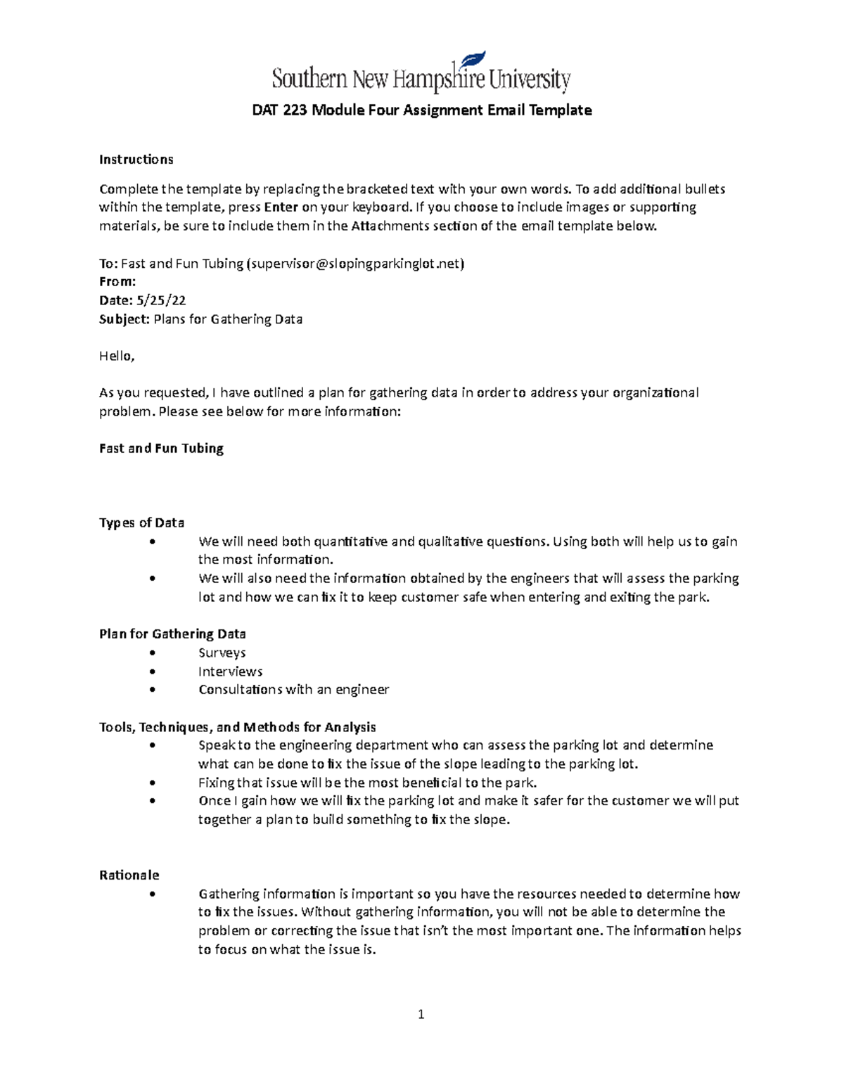 DAT 223 Module Four Assignment Email Template - DAT 223 Module Four Assignment Email Template ...