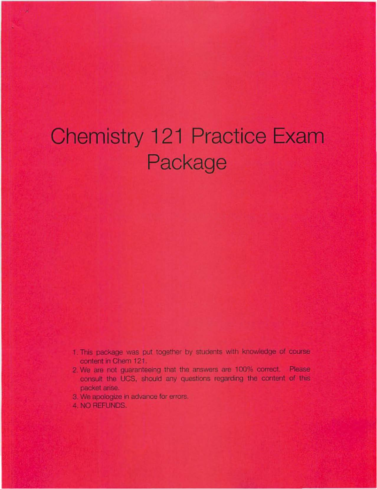 CHEM 121 Practice Exam Package: Study Guide and Resources - Studocu