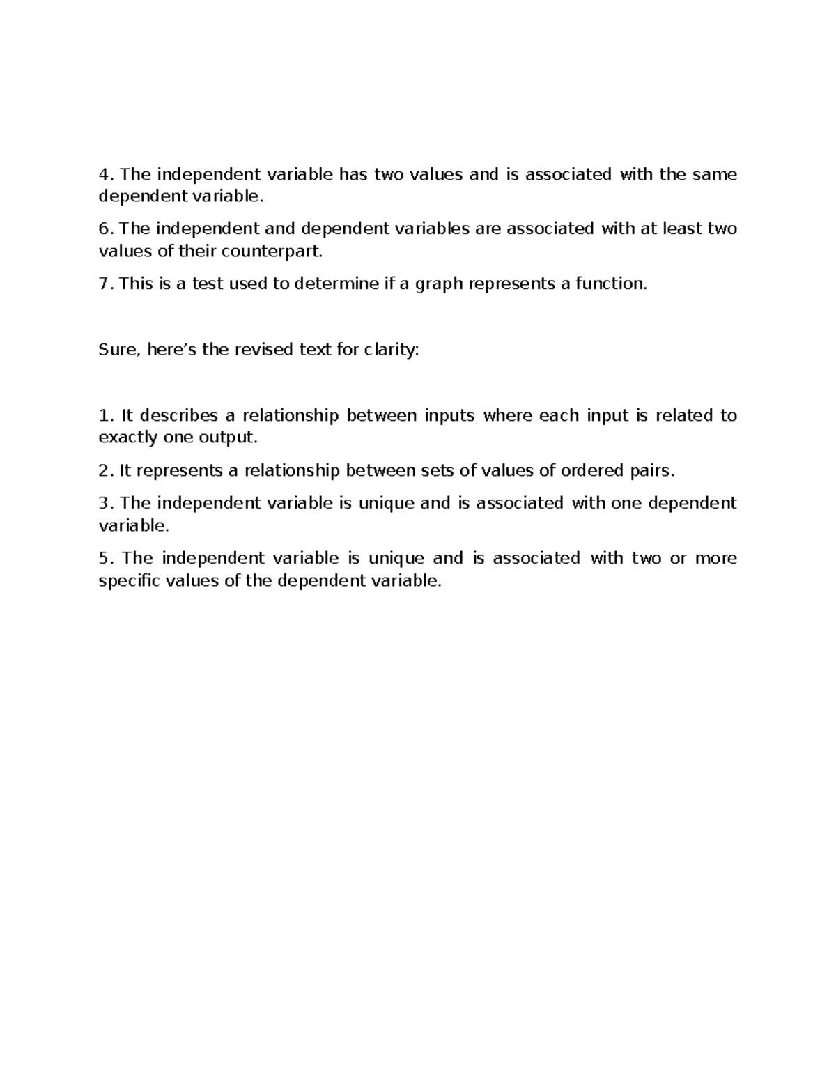 Gen Math TD - Test Draft - The independent variable has two values and ...