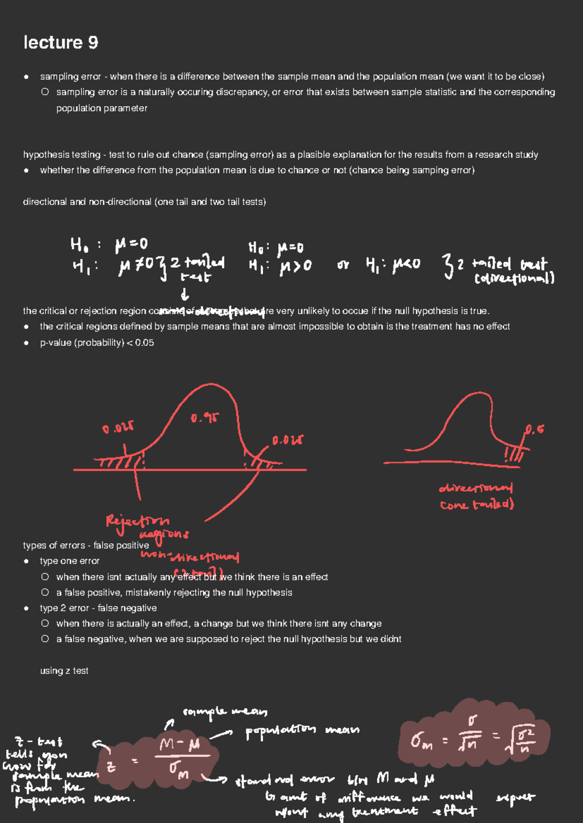 Week 9 - notes summarised and tutorial qns and ans - lecture 9 sampling ...