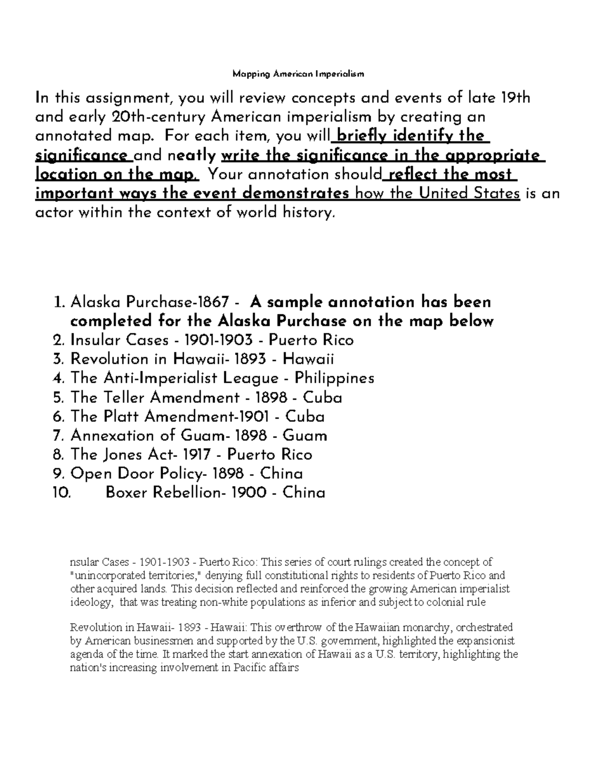 Mapping American Imperialism: Annotated Activities for APUSH (201 ...