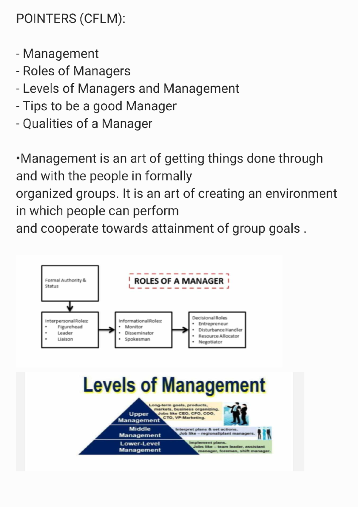 Notes 241213 202443 - POINTERS (CFLM): Management Roles of Managers ...