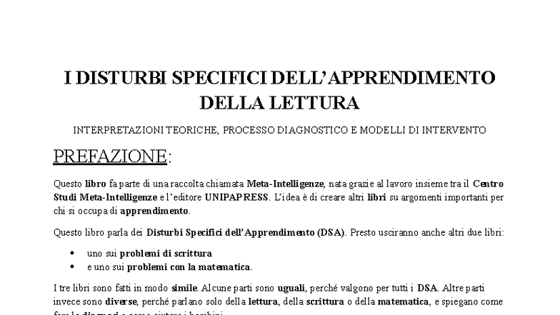 I DSA della Lettura: Teorie, Diagnosi e Interventi (CORSO: DSA101 ...
