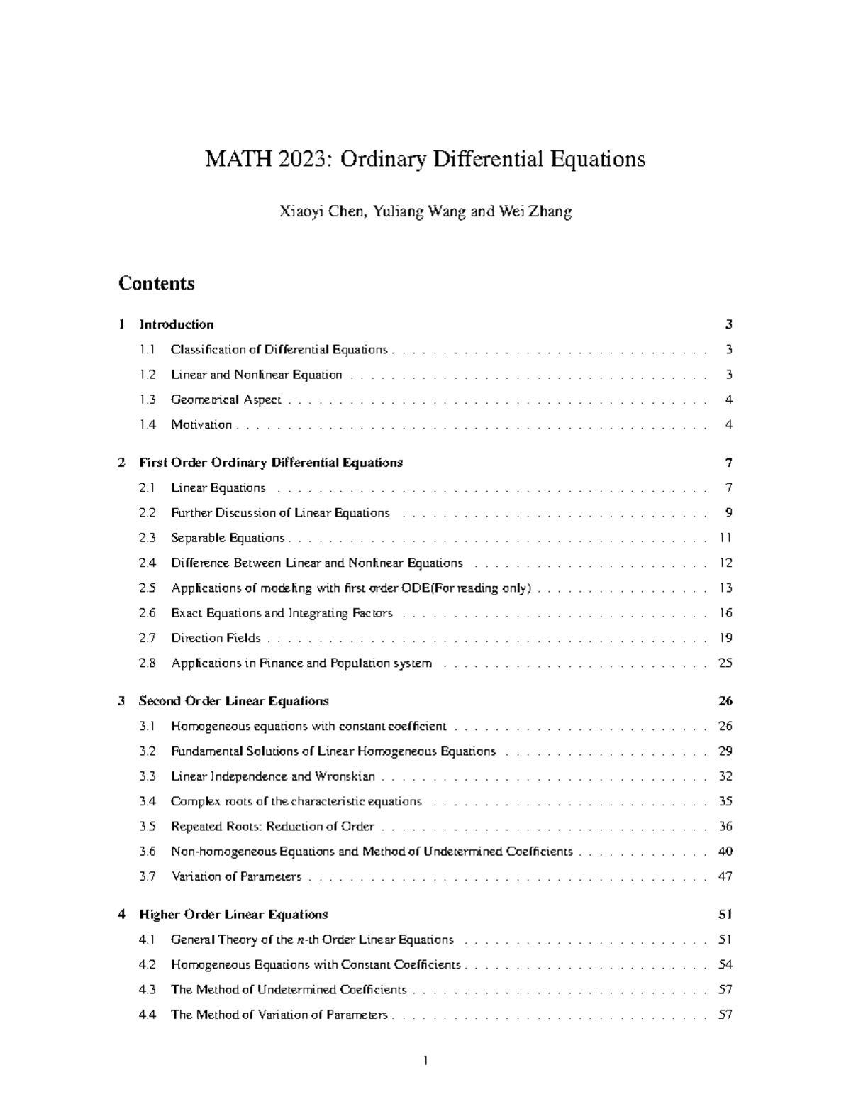 MATH 2023: Comprehensive Study on Ordinary Differential Equations - Studocu