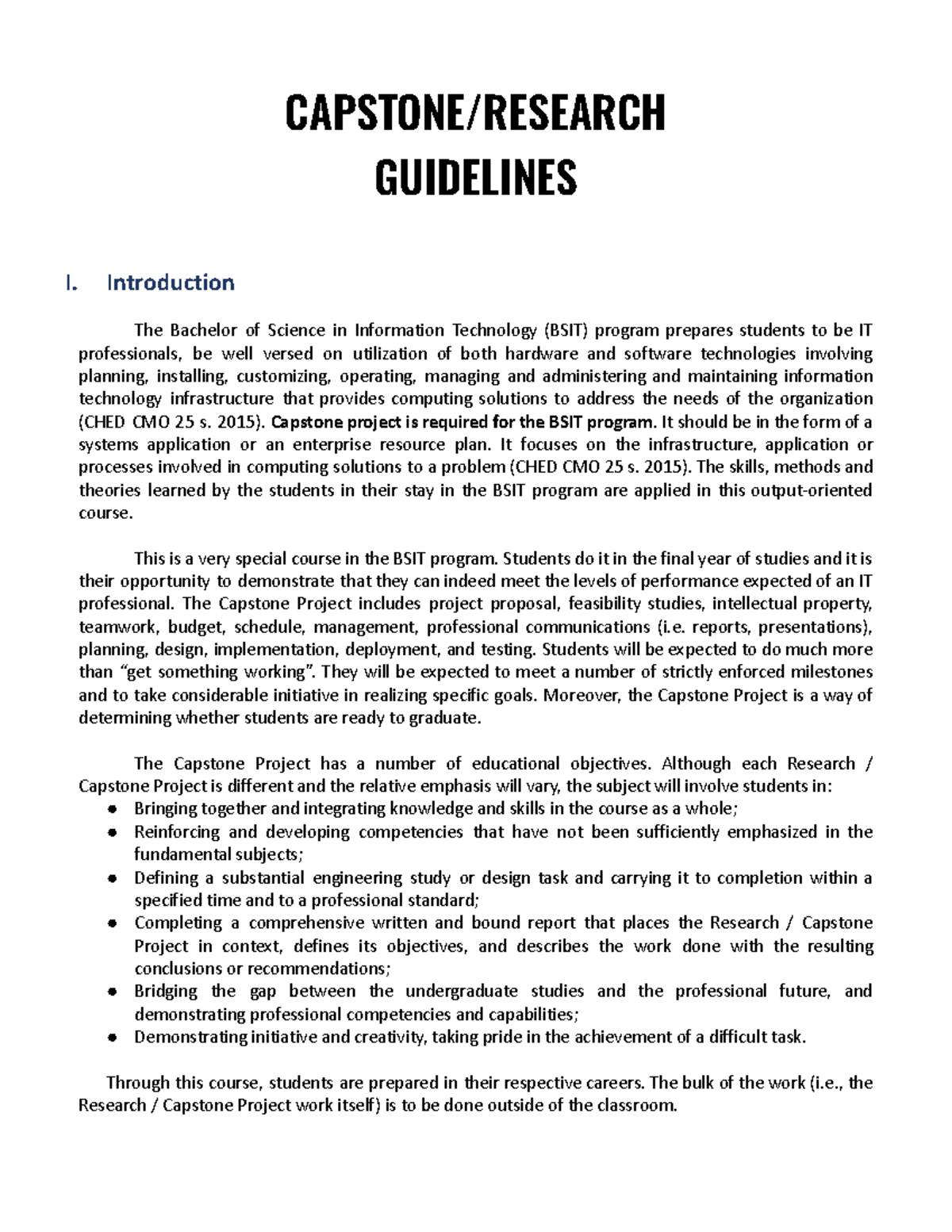 IT321 & IT411 Capstone Project Guidelines and Requirements - Studocu