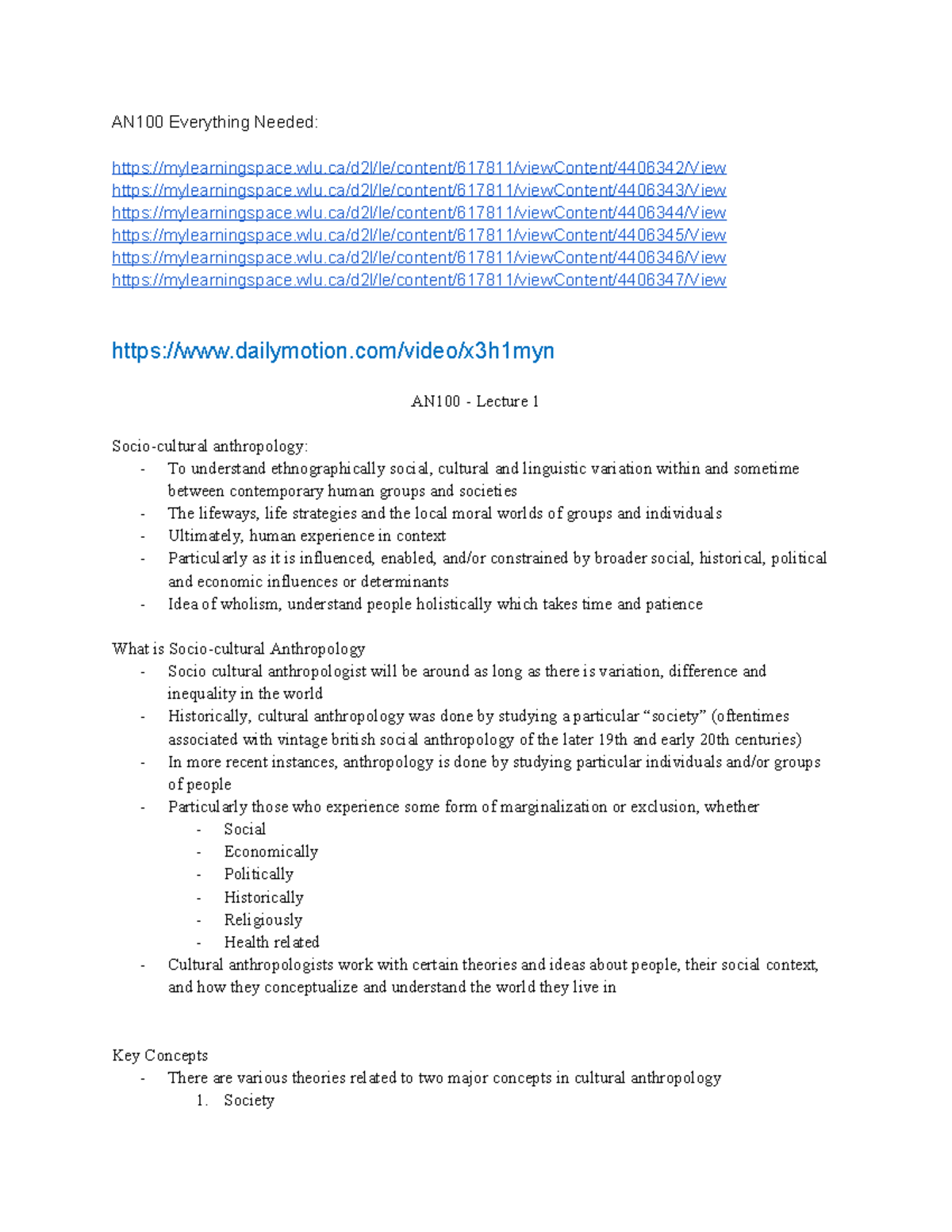 AN100 Lecture 1: Understanding Cultural Anthropology and Ethnography ...