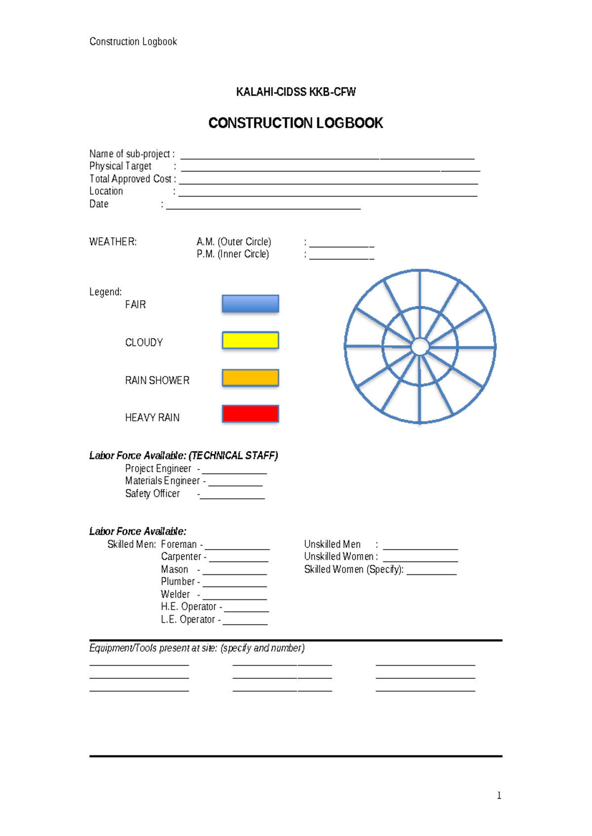 Construction Logbook & Weather Chart for Project Tracking - Studocu