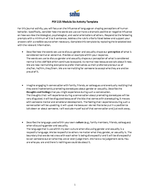 PSY 215 Module Six Activity Template - PSY 215 Module Six Activity ...