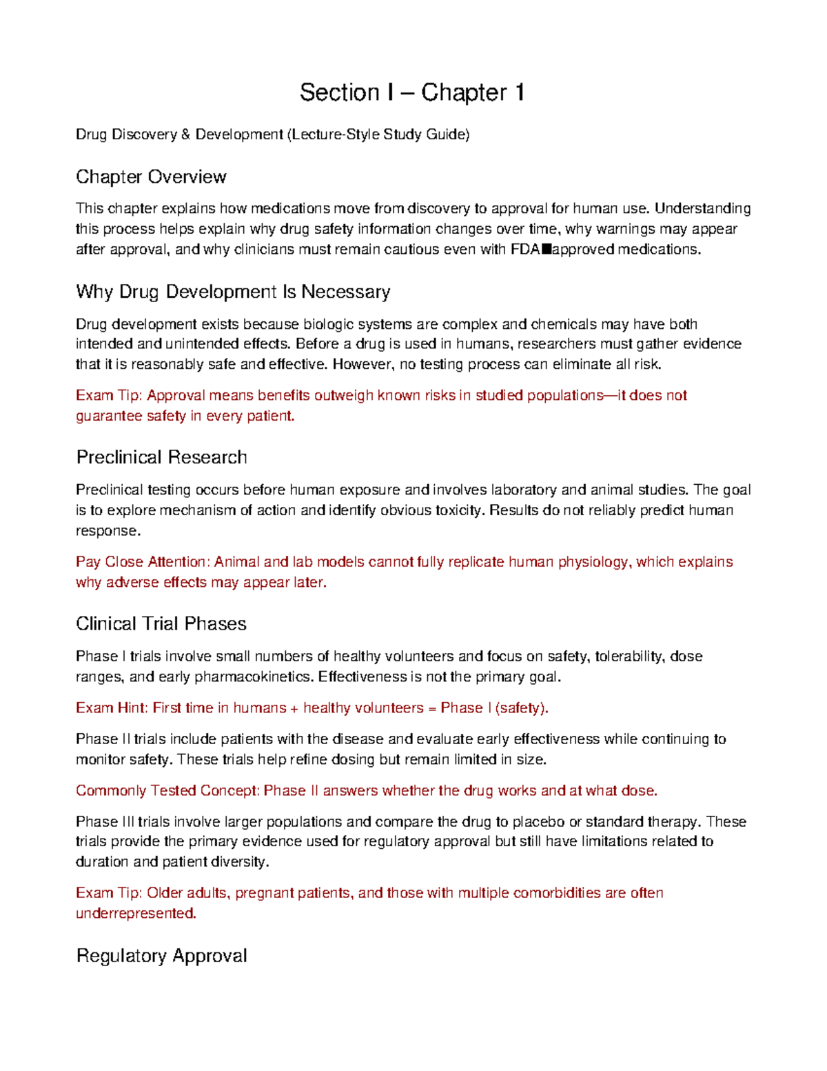 NUR601 Section 1 Chapter 1 Drug Discovery & Development Study Guide ...