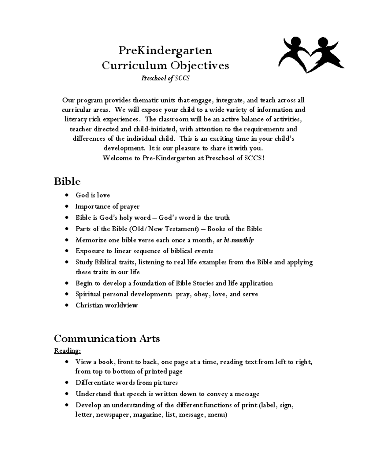 PreK Curriculum Objectives: Engaging Learning at SCCS - Studocu