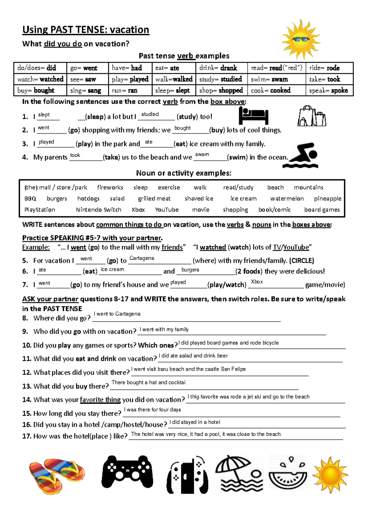 Activity #4: Simple Past Tense in Vacation Context - Studocu