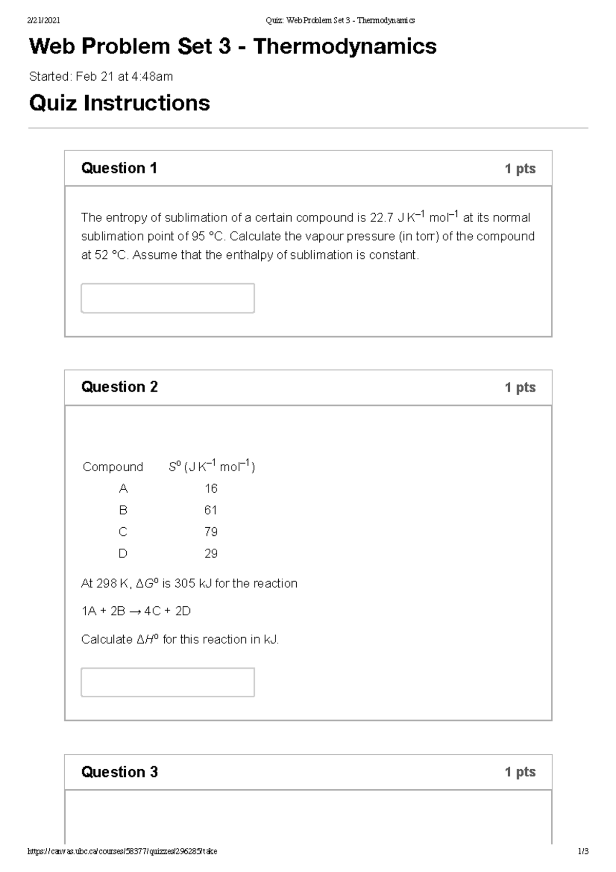 Quiz Web Problem Set 3 - Thermodynamics - 2/21/2021 Quiz: Web Problem ...