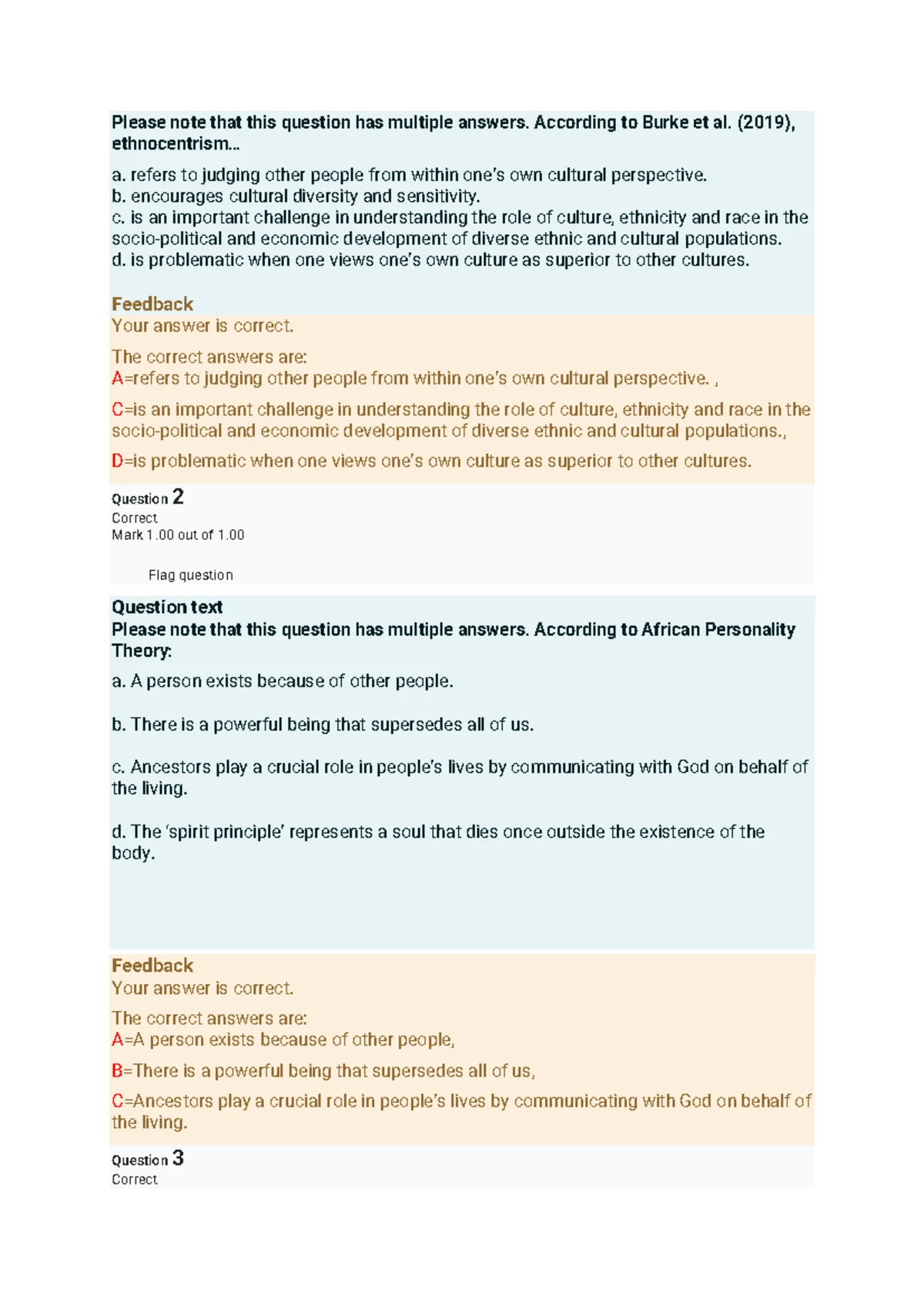 PYC4802 Assignment 2: Feedback on Ethnocentrism & African Personality ...