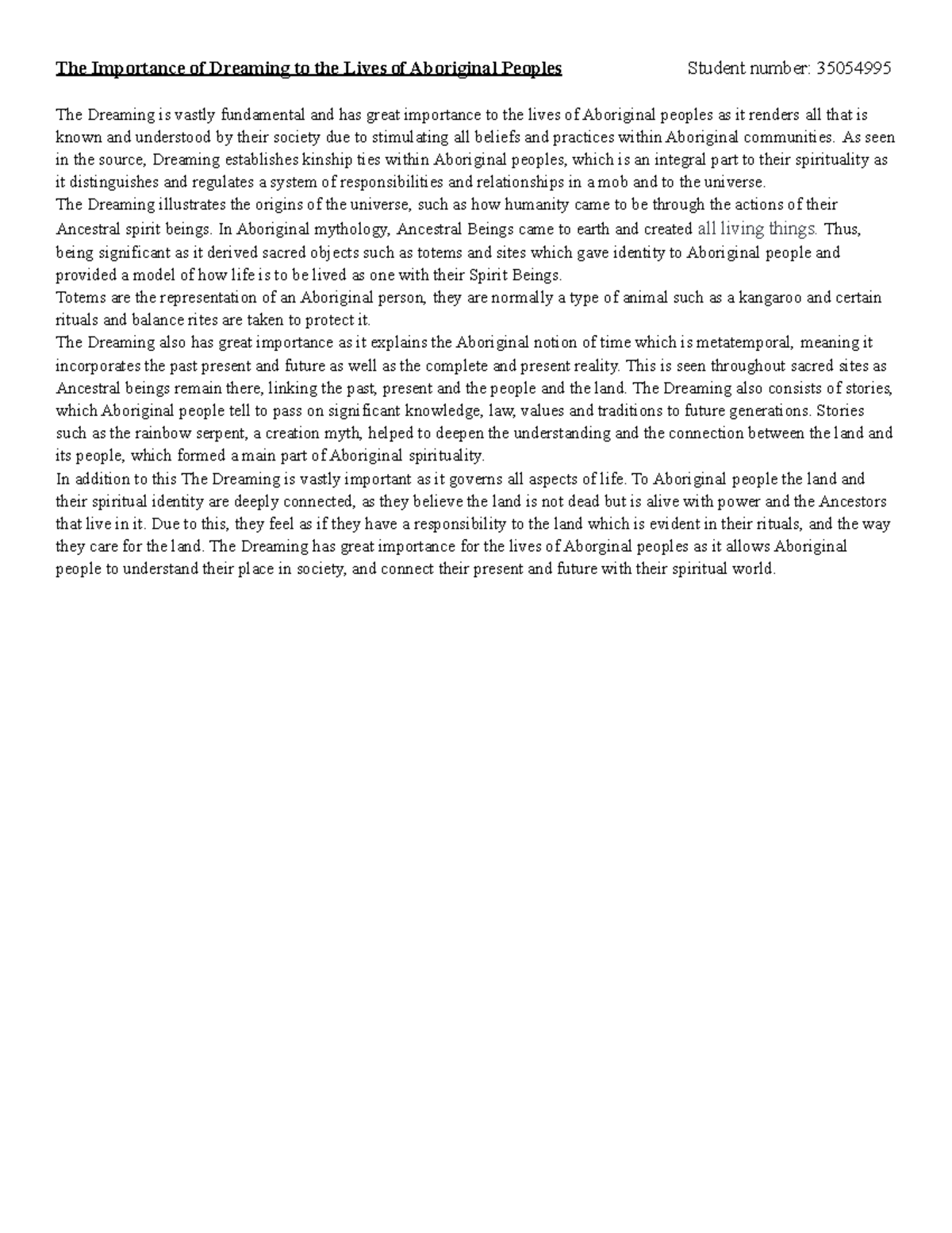 The Importance of Dreaming to the Lives of Aboriginal Peoples - As seen ...