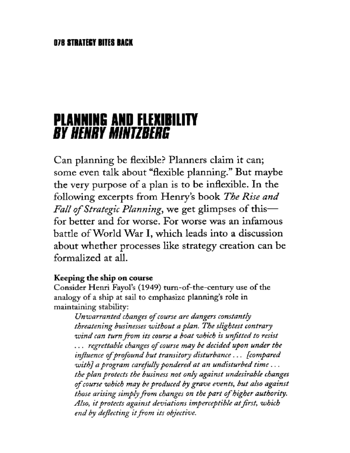 Mintzberg Henry - Planning and Flexibility - Henry Mintzberg - 078 ...