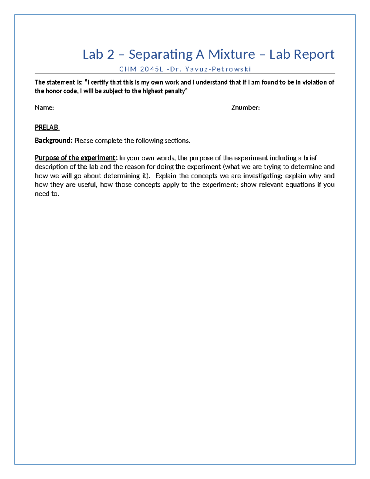 Lab 2-Separating a Mixture - Lab 2 – Separating A Mixture – Lab Report ...