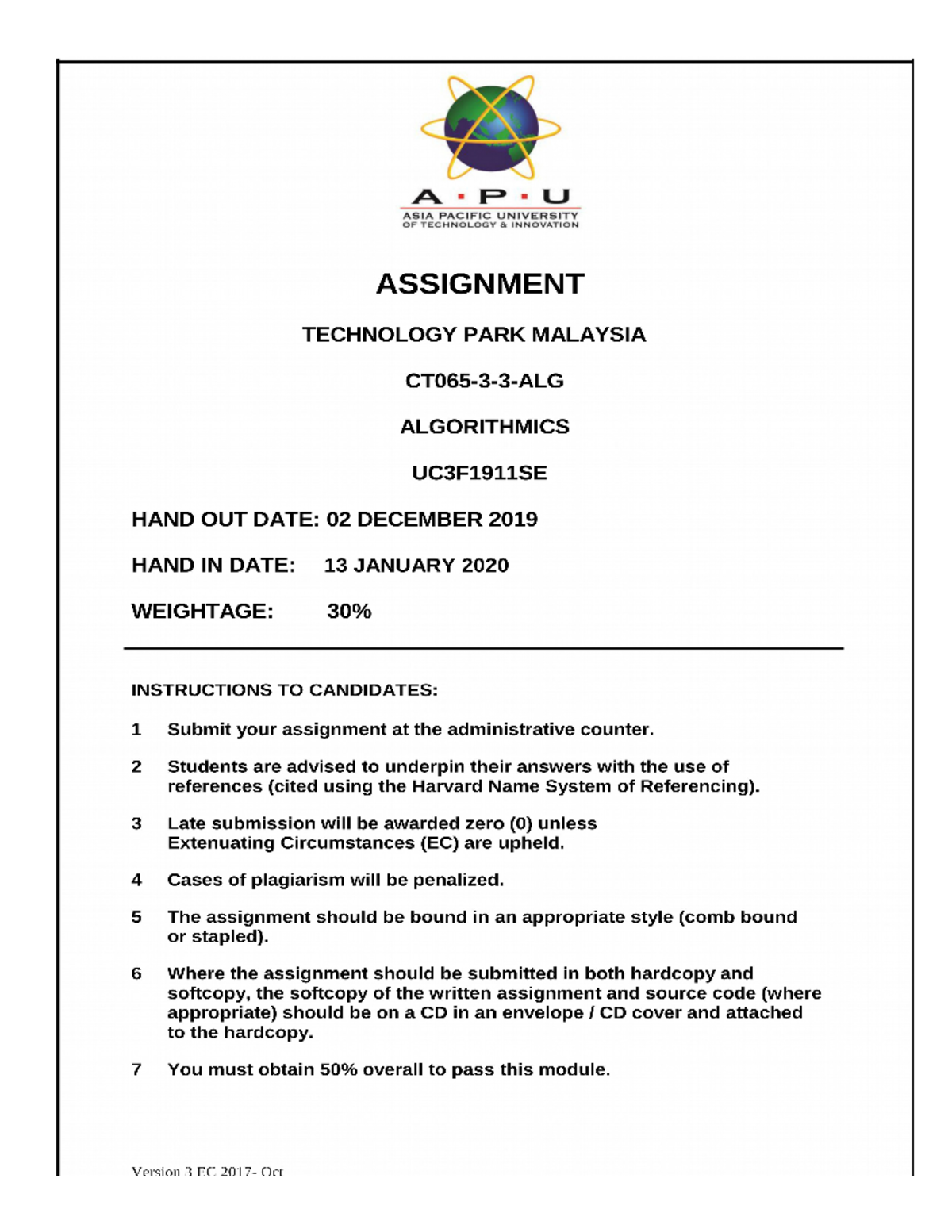 Algorithm Assignment part A B - ALGORITHMICS (CT065-3-3-ALG) GROUP ASSIGNMENT PART A Group ...