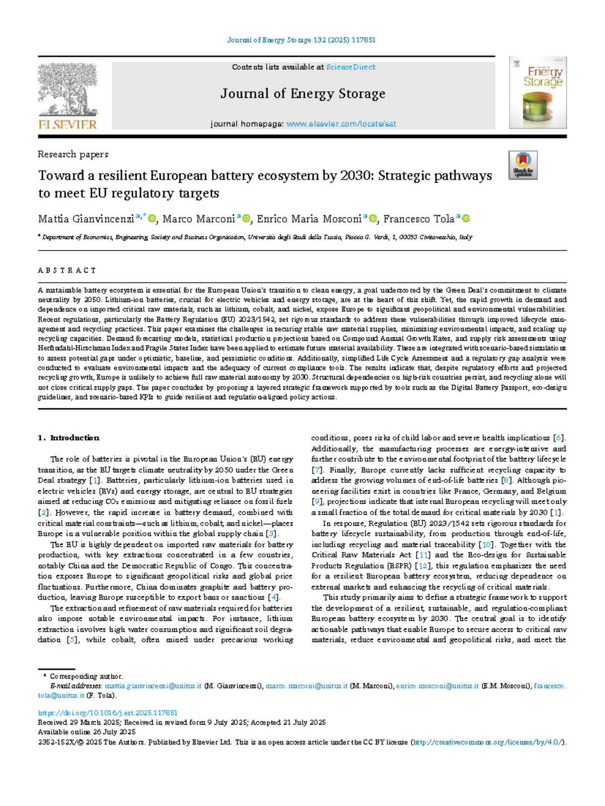 Strategic Pathways for a Resilient EU Battery Ecosystem by 2030 ...