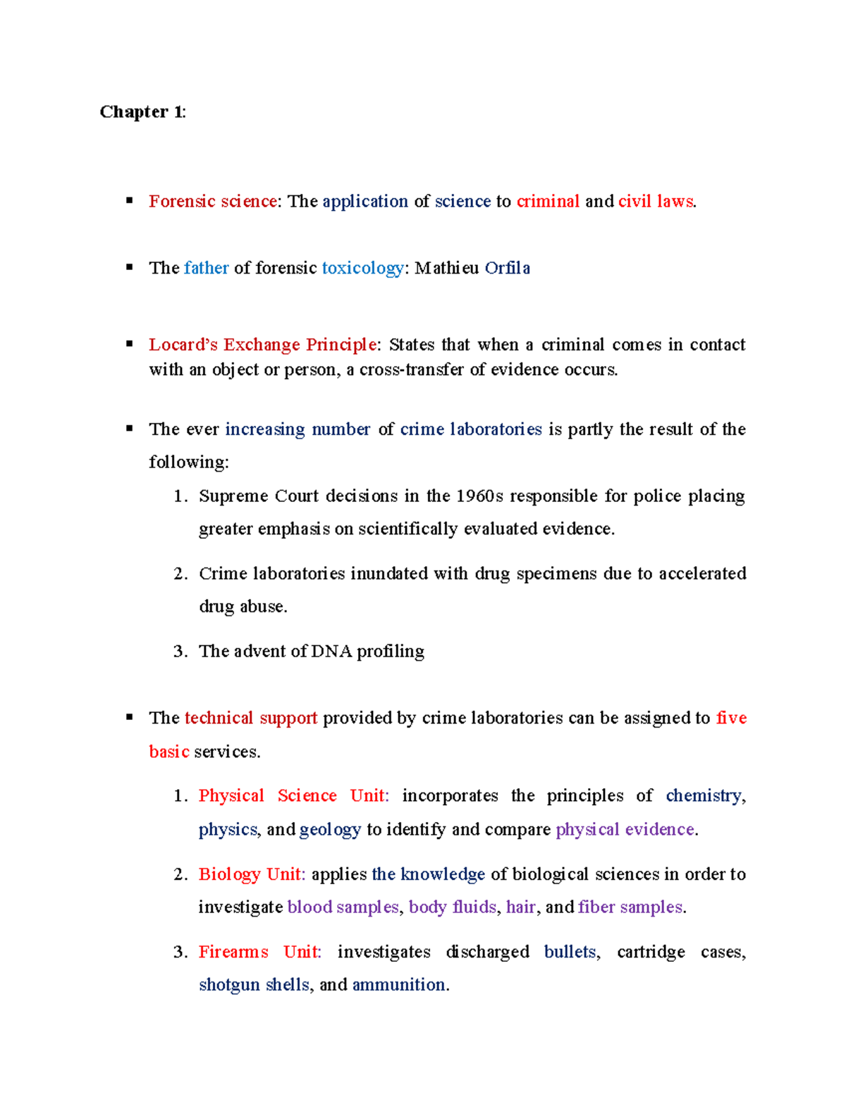 Forensic Science Chapters Review: Key Concepts and Applications - Studocu