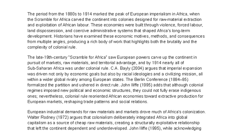 Colonial Economies in Sub-Saharan Africa: Exploitation and Resistance ...